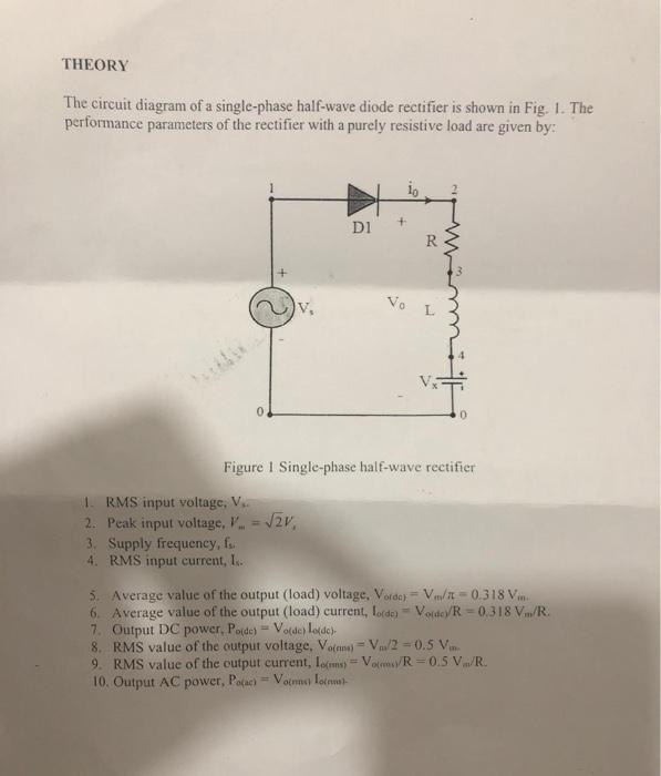 Solved THEORY The circuit diagram of a single-phase | Chegg.com