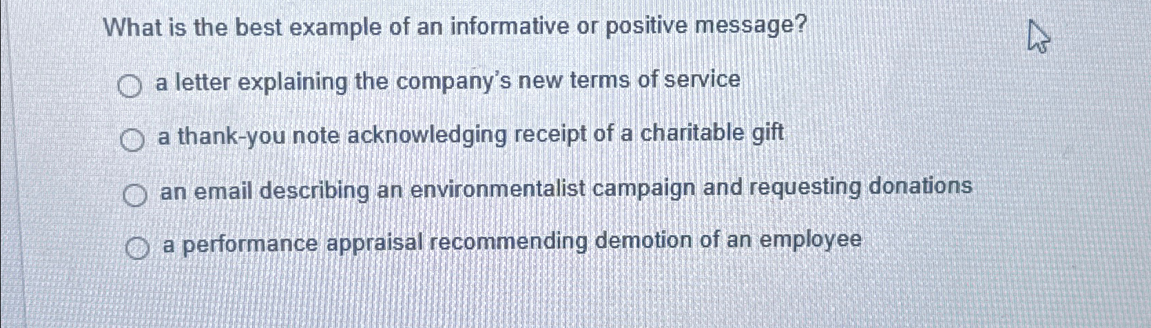 Solved What is the best example of an informative or | Chegg.com