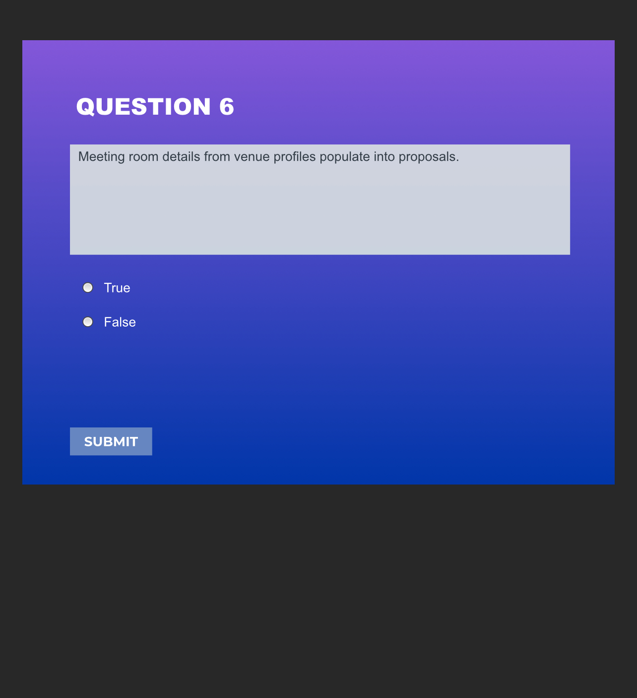 Solved QUESTION 6Meeting room details from venue profiles | Chegg.com