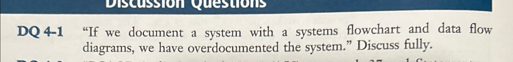Solved DQ 4-1 "If we document a system with a systems | Chegg.com