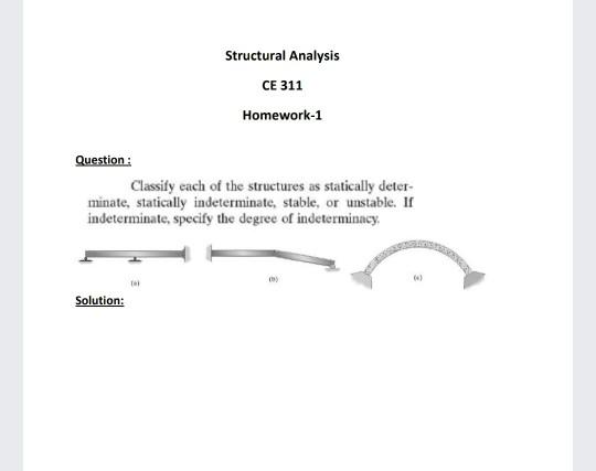 Solved Structural Analysis CE 311 Homework-1 Question: | Chegg.com