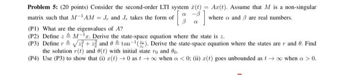 Solved Problem 5 20 Points Consider The Second Order Lti