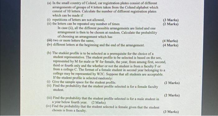 Solved (a) In the small country of Coland, car registration | Chegg.com