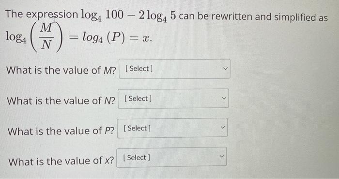 Solved The expression log, 100 – 2 log4 5 can be rewritten | Chegg.com