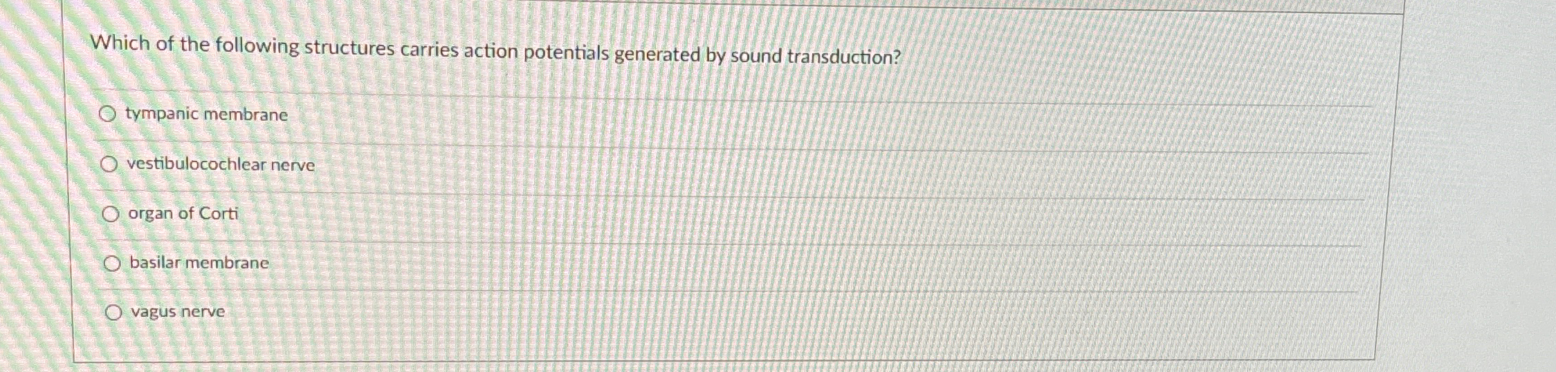 Solved Which of the following structures carries action | Chegg.com