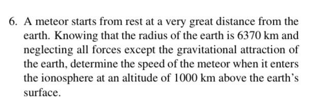 Solved 6. A meteor starts from rest at a very great distance | Chegg.com