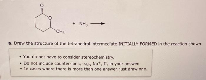 Solved + NH3 CH3 a. Draw the structure of the tetrahedral | Chegg.com