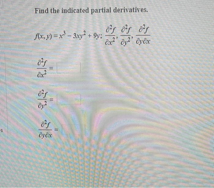 Solved Find the indicated partial derivatives. | Chegg.com