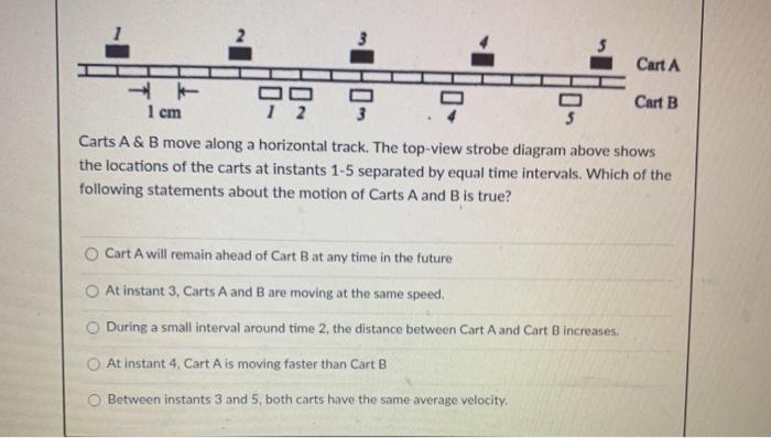 Solved 3 5 Cart A 10 Cart B 1 cm 5 Carts A & B move along a | Chegg.com
