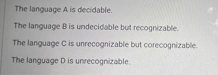 Solved The language A is decidable. The language B is | Chegg.com