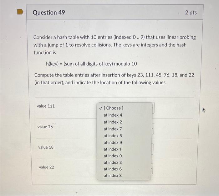 Solved Consider a hash table with 10 entries (indexed 0 .. | Chegg.com