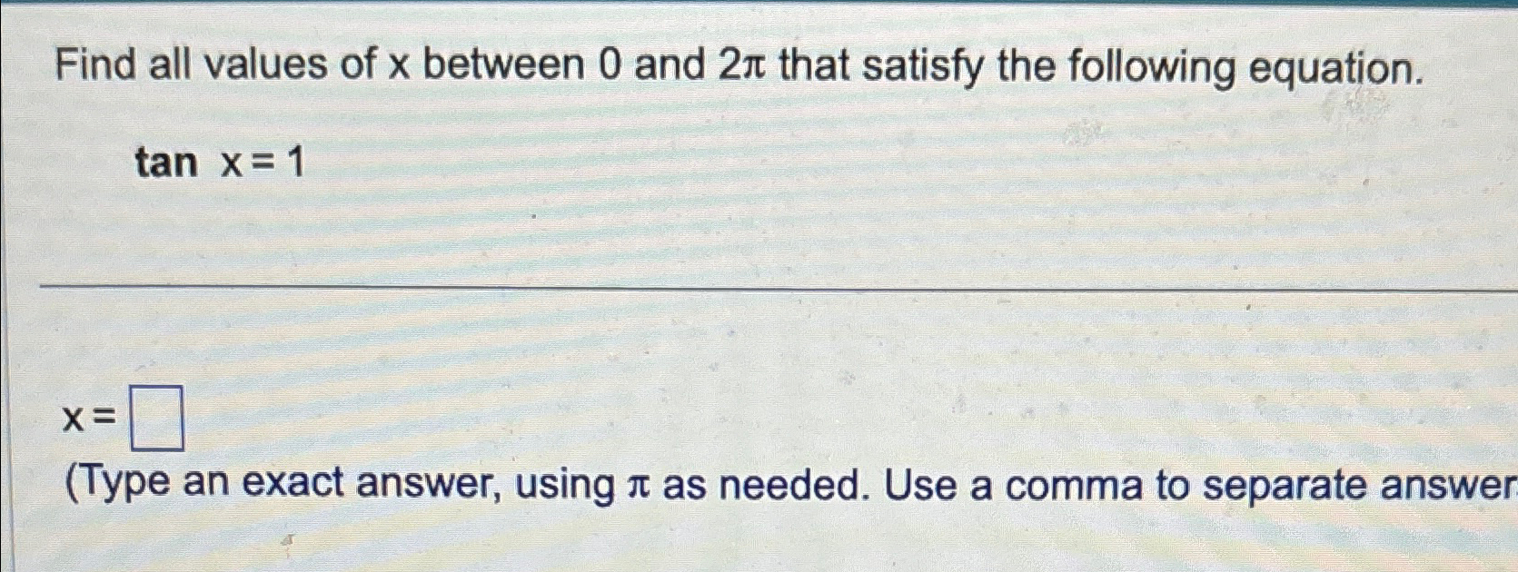 Solved Find all values of x ﻿between 0 ﻿and 2π ﻿that satisfy | Chegg.com