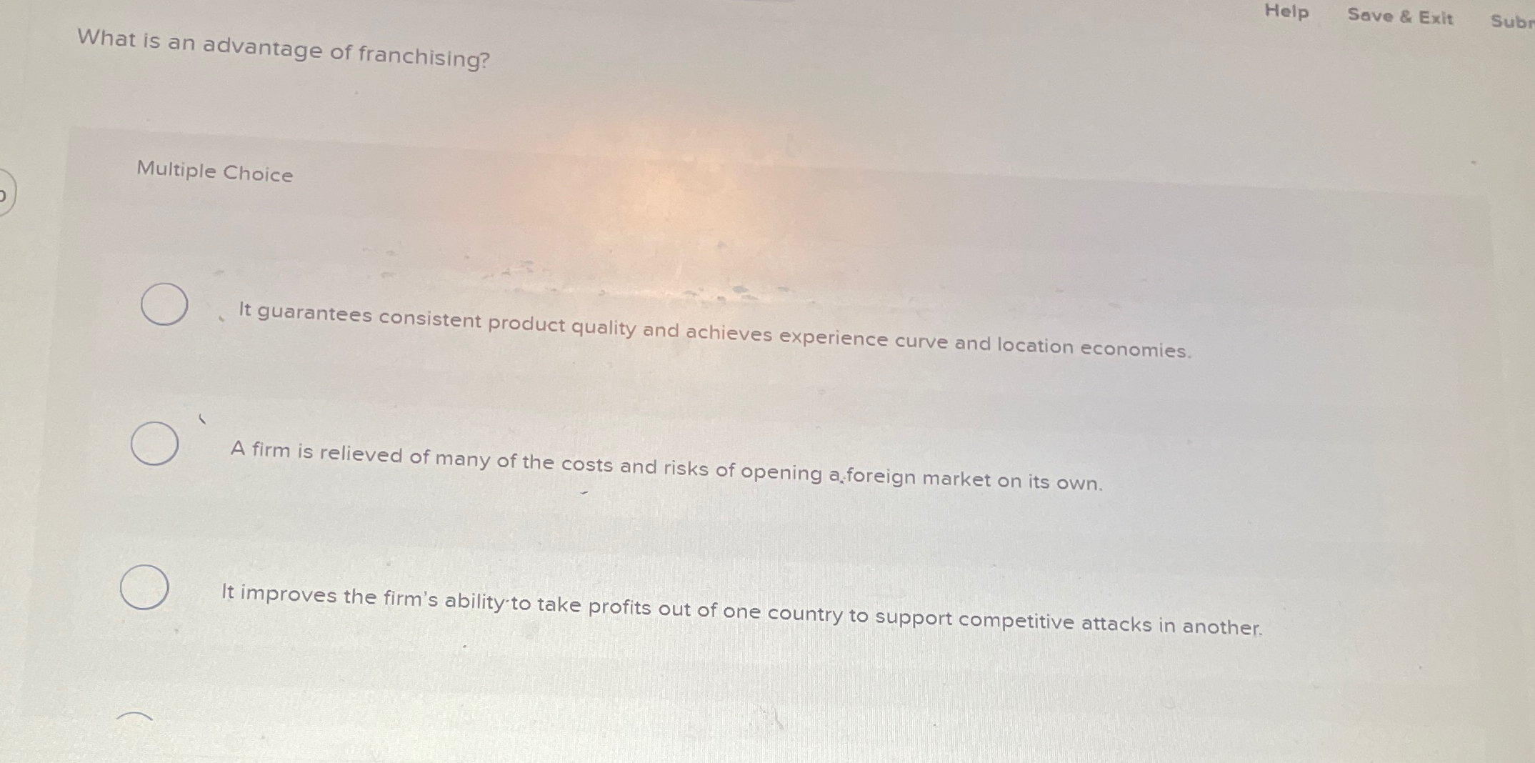 Solved What is an advantage of franchising?Multiple ChoiceIt | Chegg.com