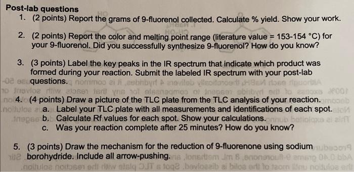 Solved CHEM 2125 Reduction of Fluorenone Data Sheet Re | Chegg.com