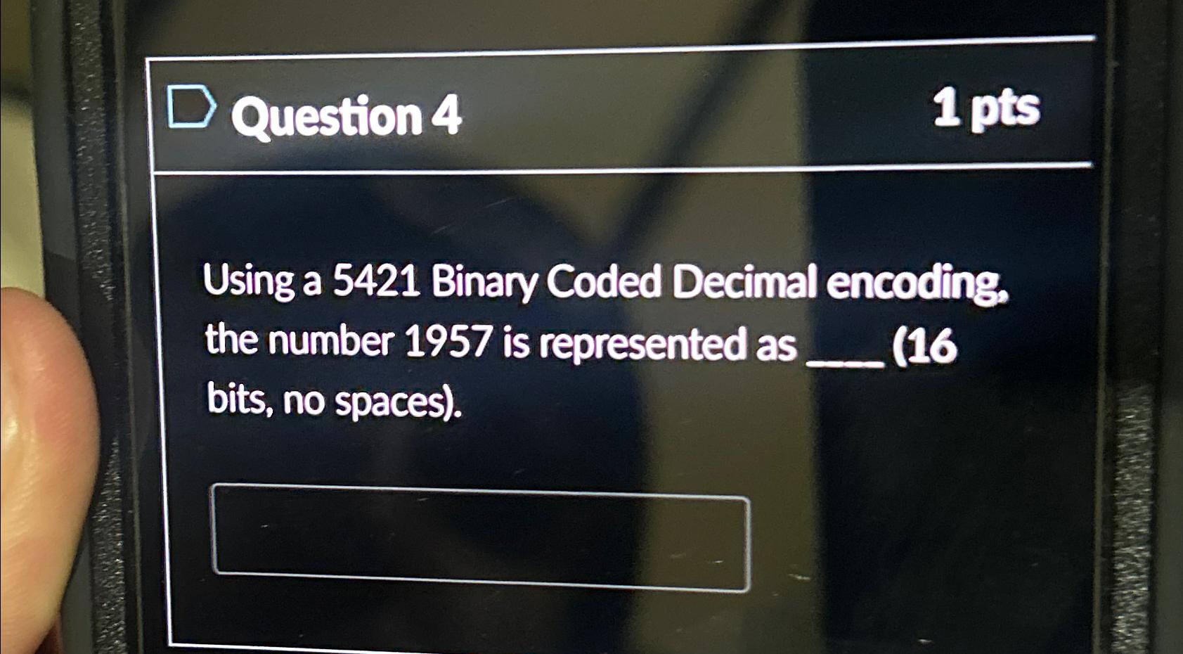 Solved Question 41 ptsUsing a 5421 Binary Coded Decimal | Chegg.com Solved Question 41 ptsUsing a 5421 Binary Coded Decimal | Chegg.com