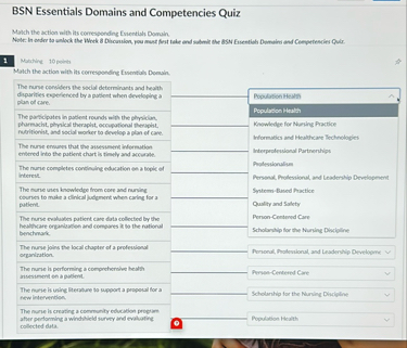BSN Essentials Domains and Competencies QuizMakh the | Chegg.com