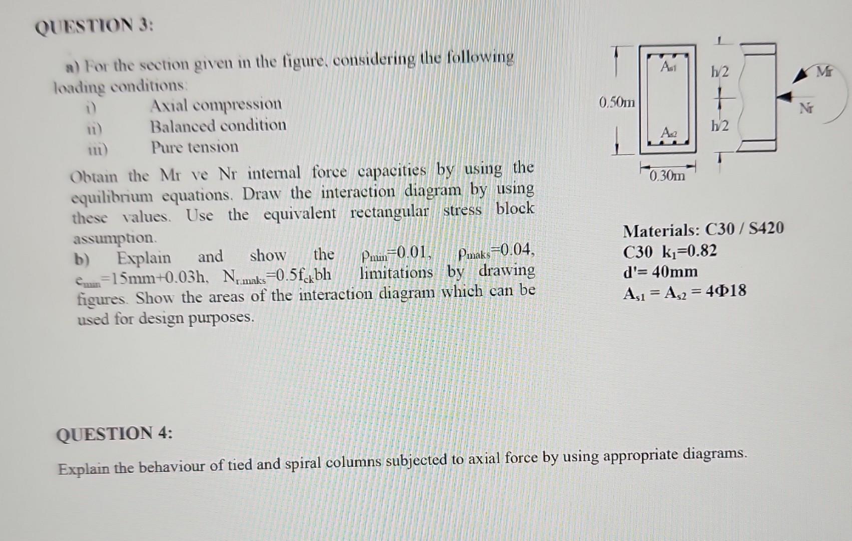 Solved a) For the section given in the ligure, considering | Chegg.com