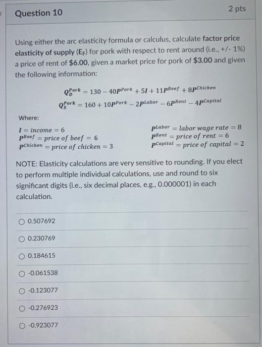 Solved Using either the arc elasticity formula or calculus, | Chegg.com