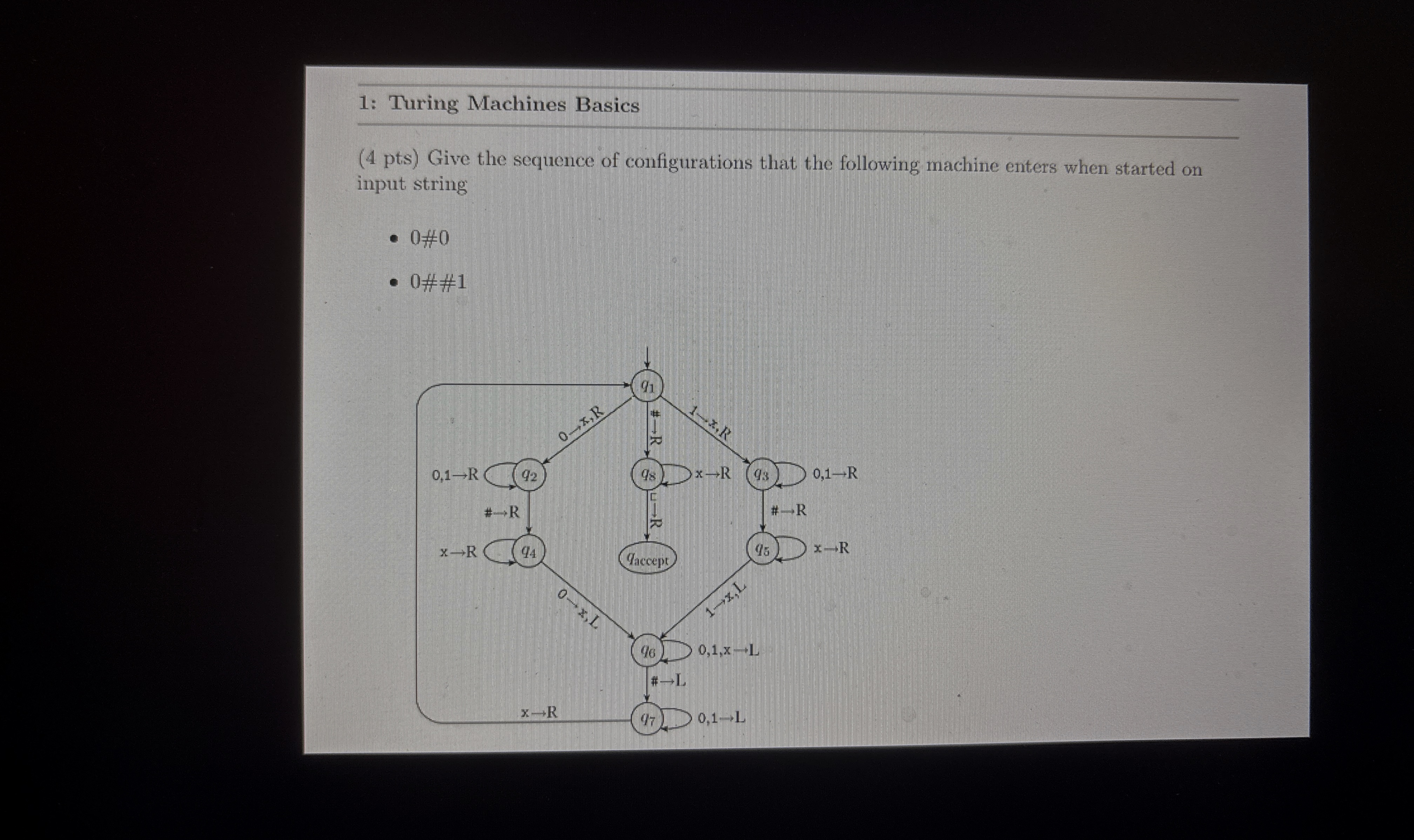 Solved 1: Turing Machines Basics(4 ﻿pts) ﻿Give the sequence | Chegg.com
