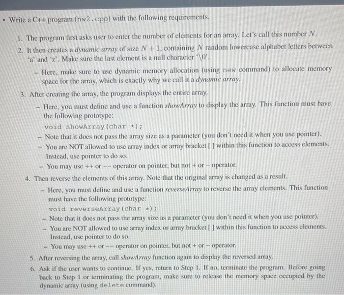 Solved Write a C++ program (hw2 . cpp) with the following | Chegg.com