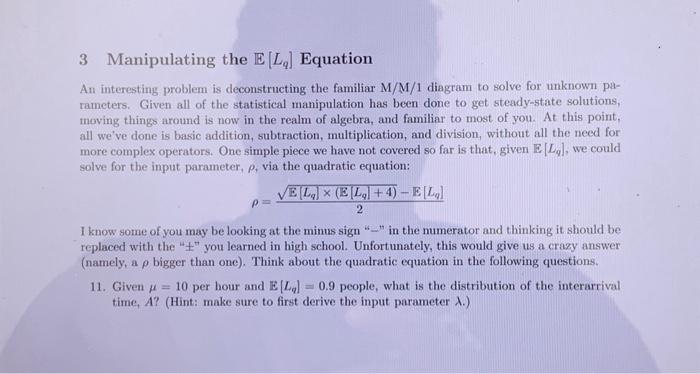 Solved 3 Manipulating the E[Lq] Equation An interesting | Chegg.com