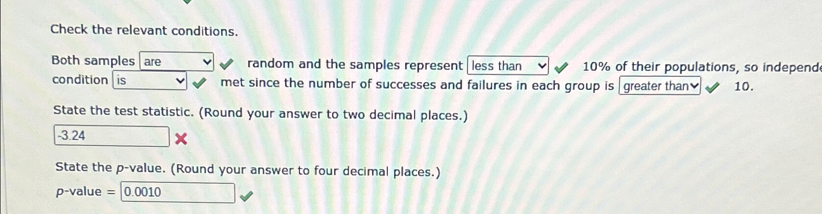 Solved Check the relevant conditions.Both samples condition | Chegg.com