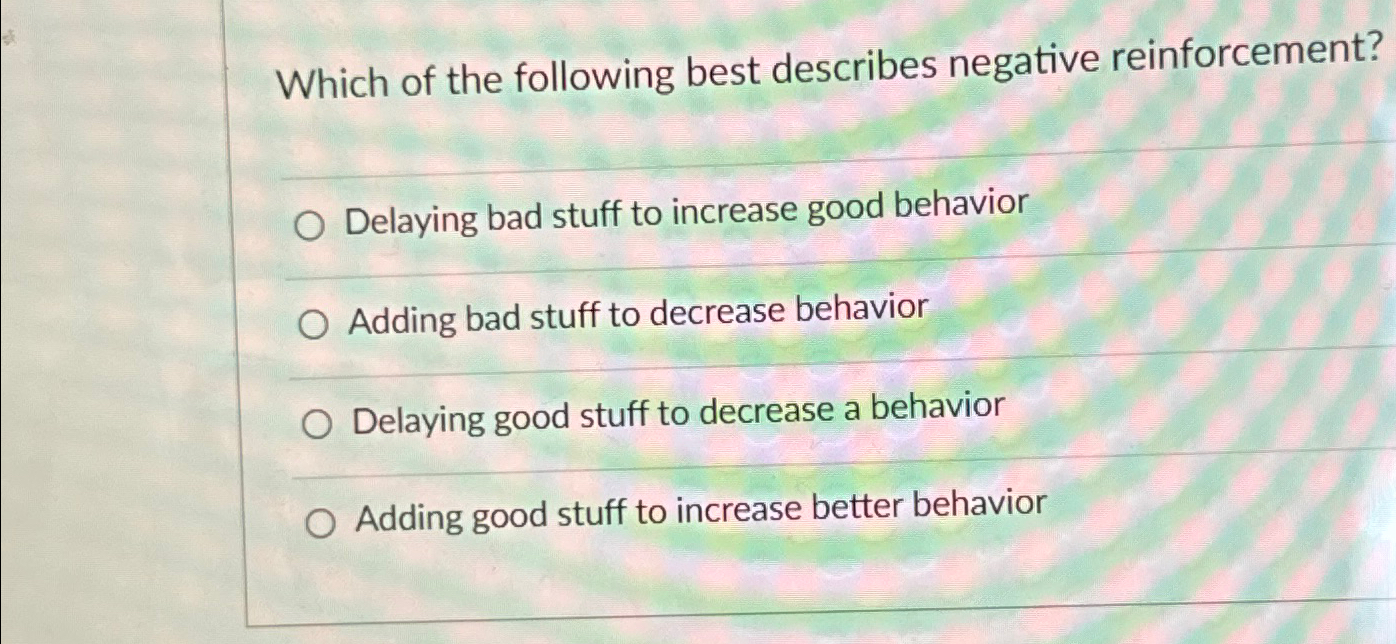 Solved Which of the following best describes negative | Chegg.com