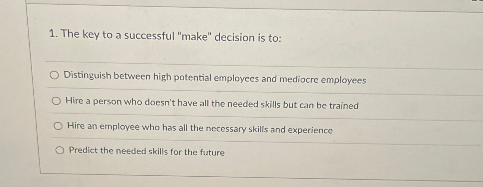 Solved The key to a successful "make" decision is | Chegg.com