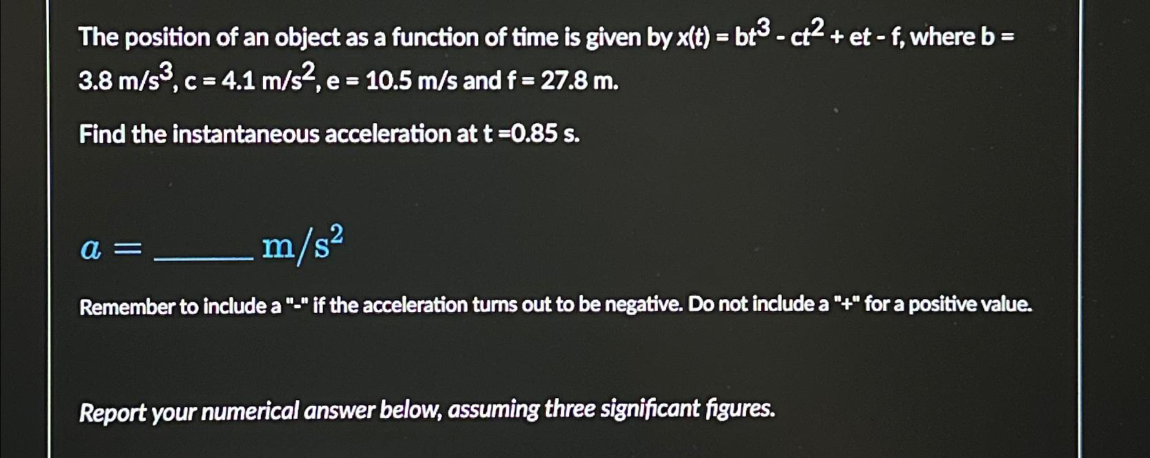 The position of an object as a function of time is | Chegg.com