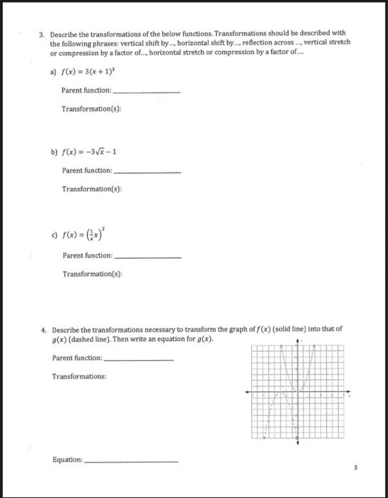 Solved 3. Describe the transformations of the below | Chegg.com