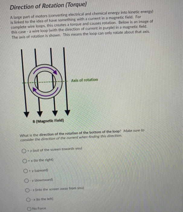 Solved Direction of Rotation (Torque) A large part of motors | Chegg.com