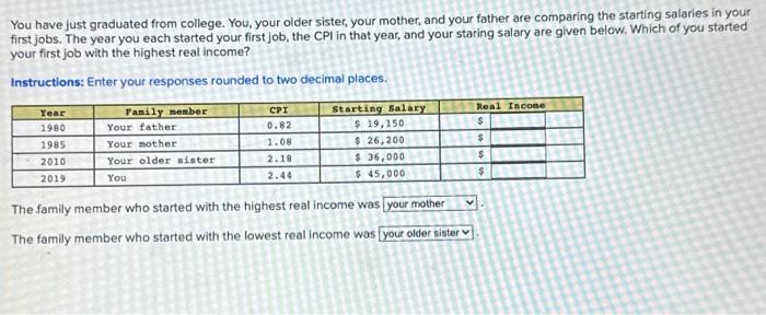 Solved You have just graduated from college. You, your older | Chegg.com