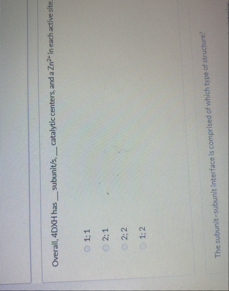 Solved Overall, 4DXH has q, ﻿subunit/s, q, ﻿catalytic | Chegg.com