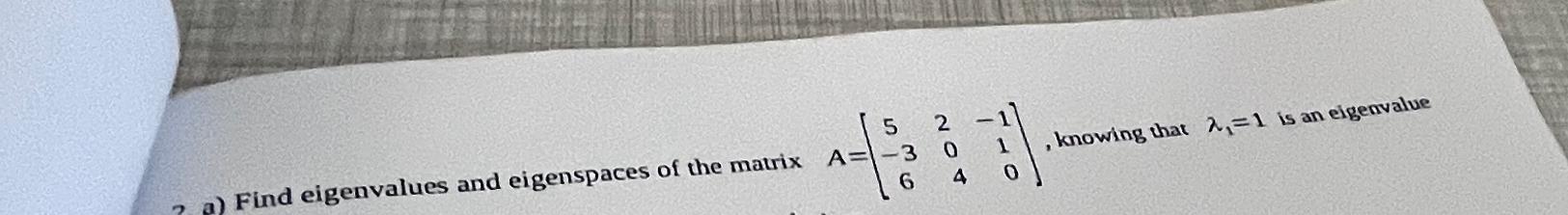 Solved a) ﻿Find eigenvalues and eigenspaces of the matrix | Chegg.com