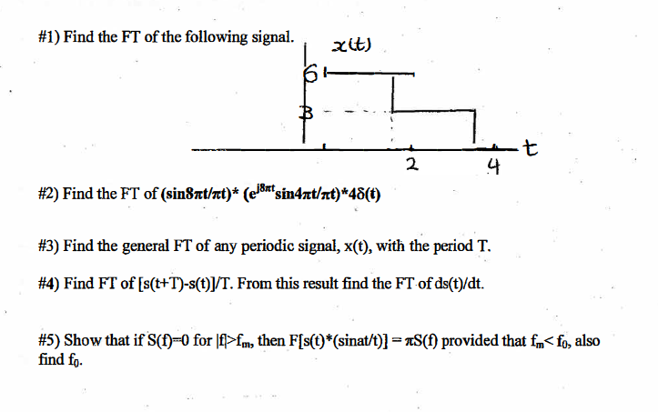 Solved #1) ﻿Find the FT of the following signal.#2) ﻿Find | Chegg.com