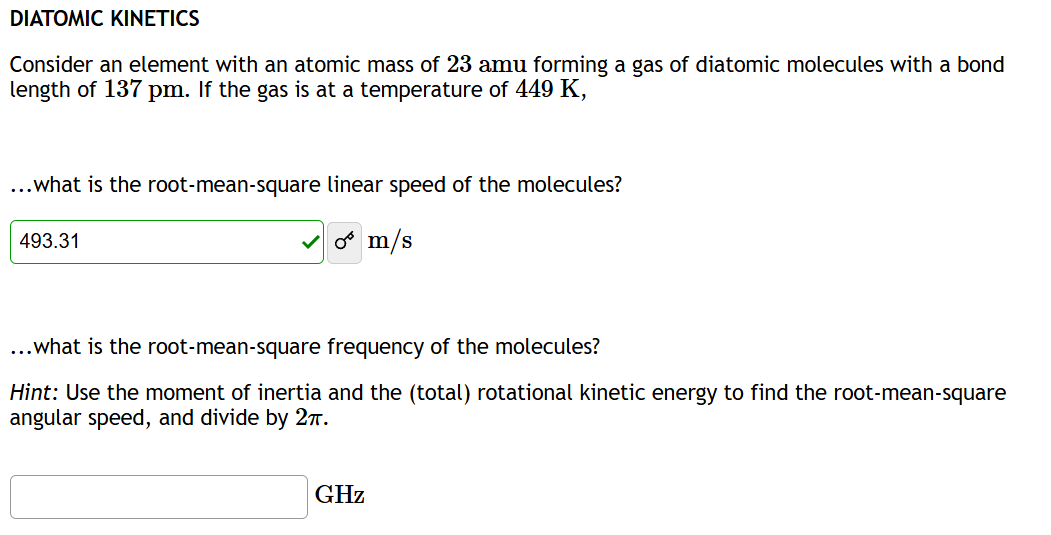 Solved DIATOMIC KINETICS Consider an element with an atomic | Chegg.com