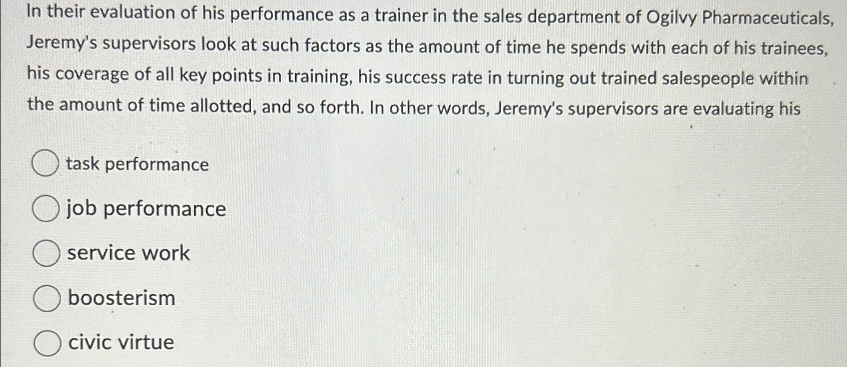 Solved In their evaluation of his performance as a trainer | Chegg.com