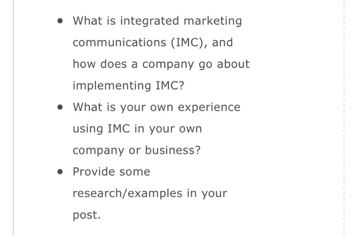 Solved What is integrated marketing communications (IMC), | Chegg.com