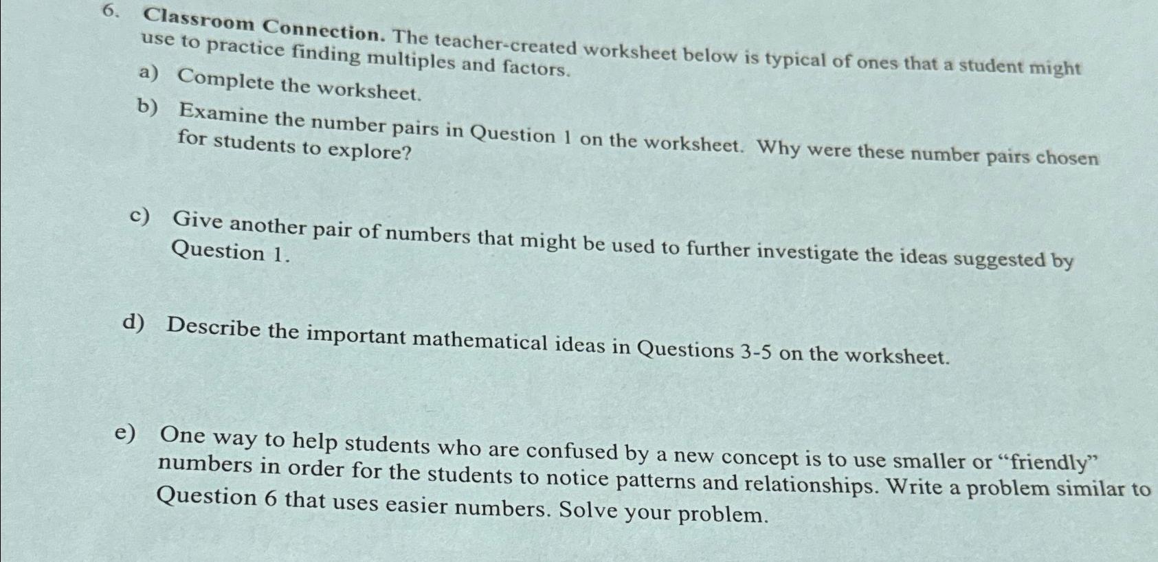 Solved Classroom Connection. The teacher-created worksheet | Chegg.com