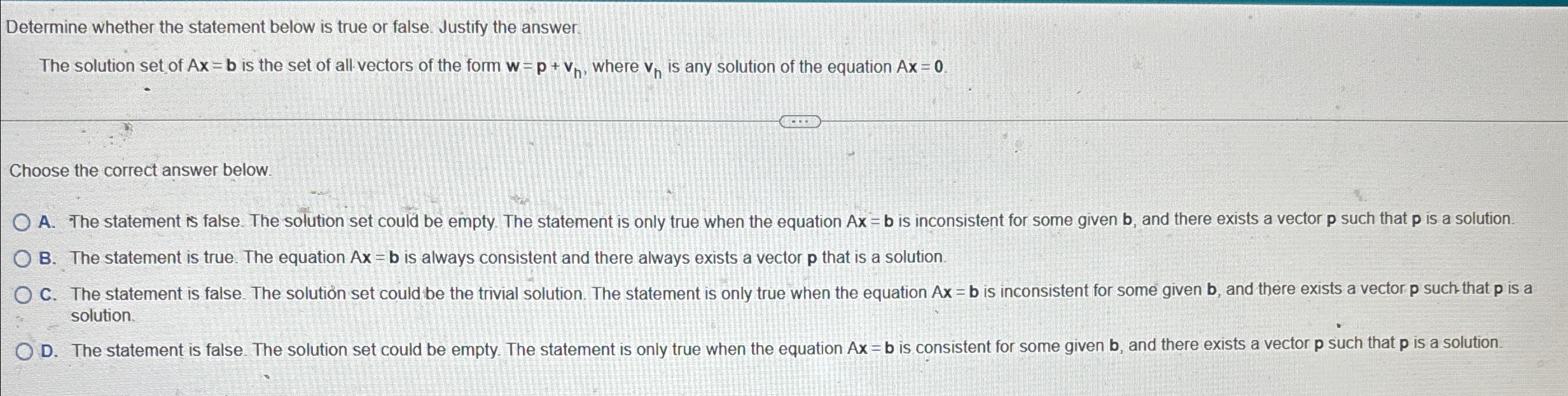 Solved Determine whether the statement below is true or | Chegg.com