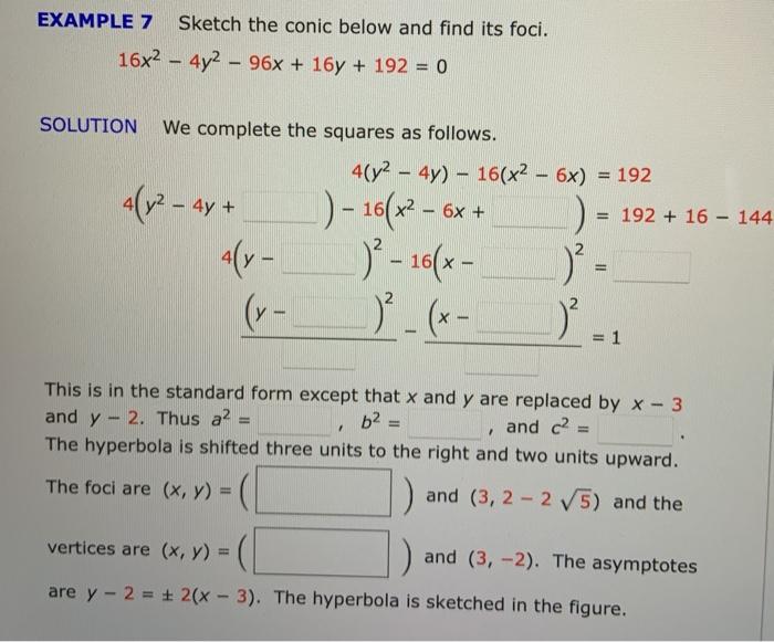 Solved EXAMPLE 7 Sketch the conic below and find its foci. | Chegg.com
