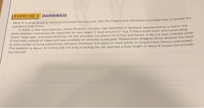 Solved EXERCISE 3 DARWINIUS Work in a small group or alone | Chegg.com