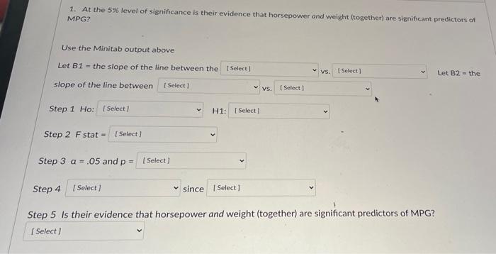 Solved The following Minitab output is the analysis of the | Chegg.com