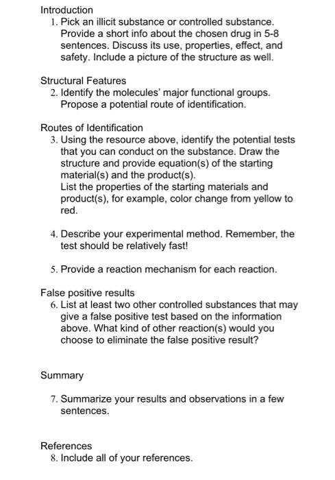 Solved Introduction 1. Pick an illicit substance or | Chegg.com