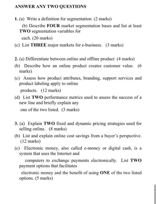 Solved 1. 1. Marketers commonly base their segmentation of | Chegg.com