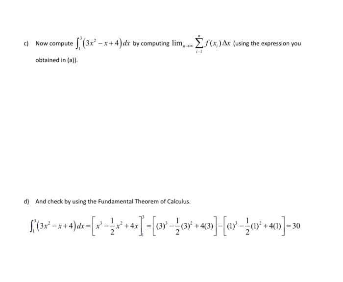 Solved PROBLEM FOUR: RIEMANN SUM a) Set up and simplify the | Chegg.com