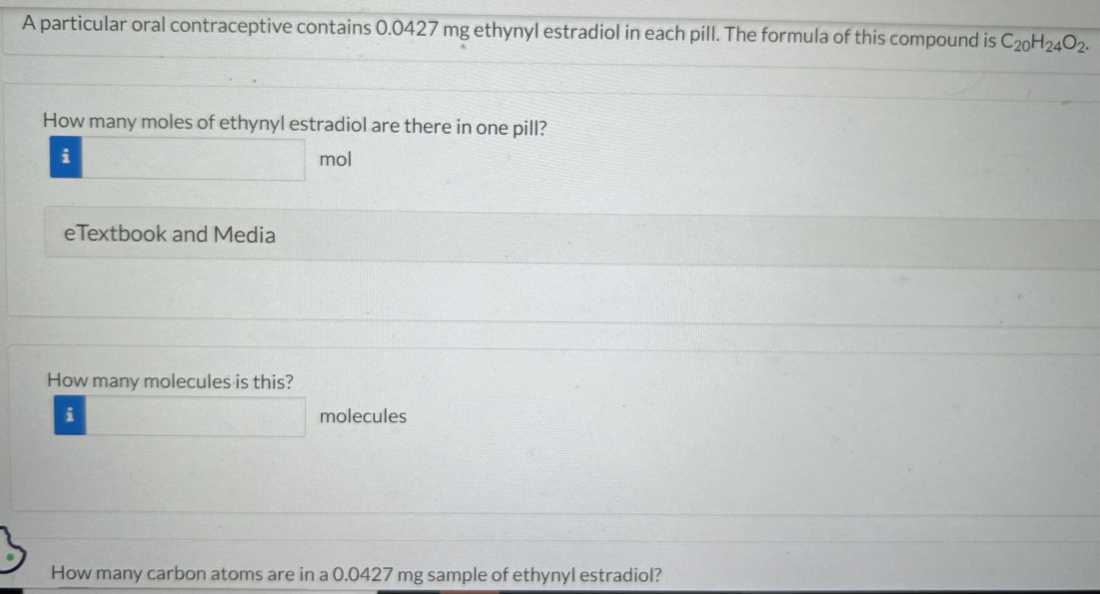 Solved A particular oral contraceptive contains 0.0427mg | Chegg.com