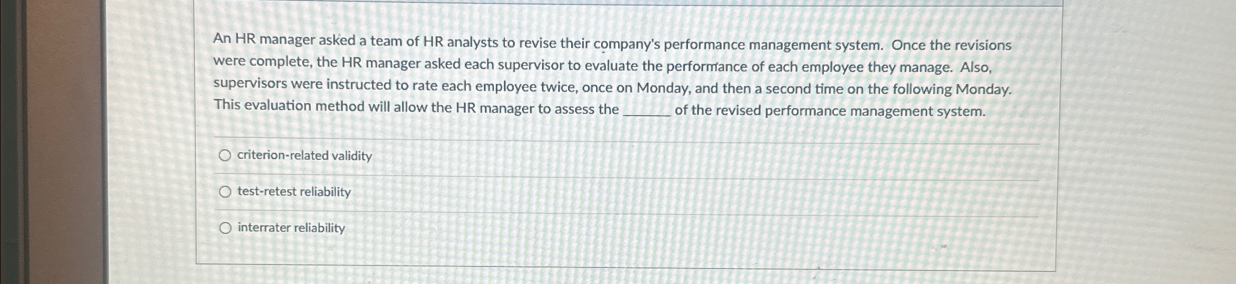 Solved An HR manager asked a team of HR analysts to revise | Chegg.com