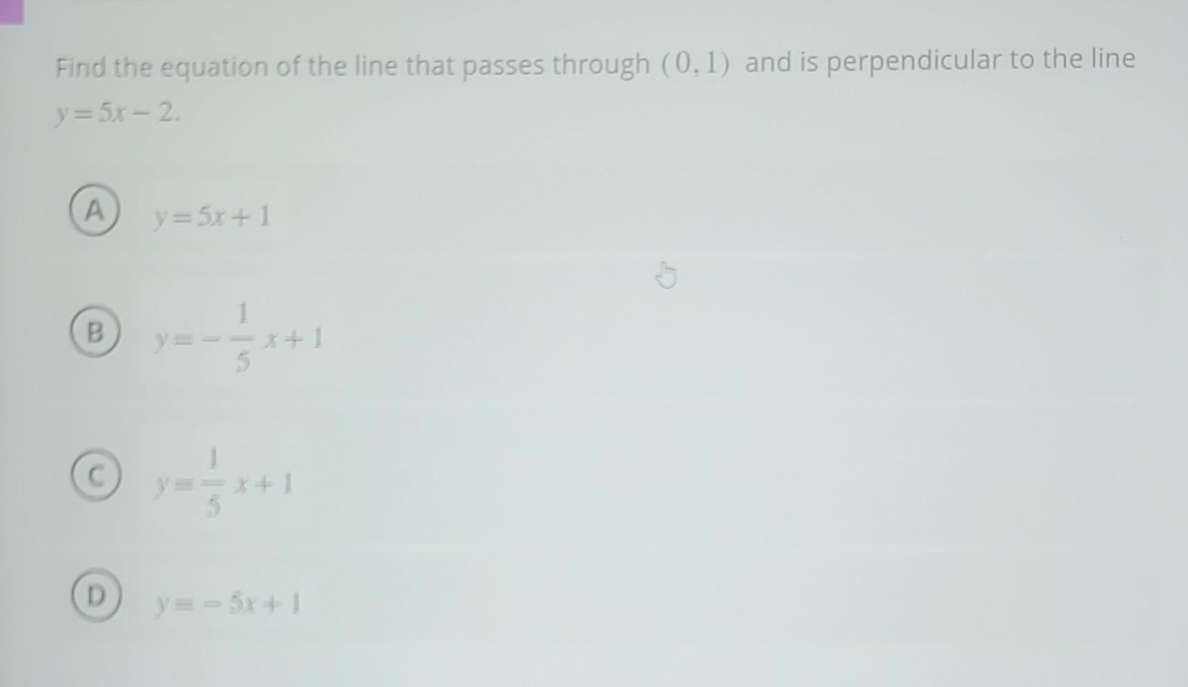 Solved Find the equation of the line that passes through | Chegg.com