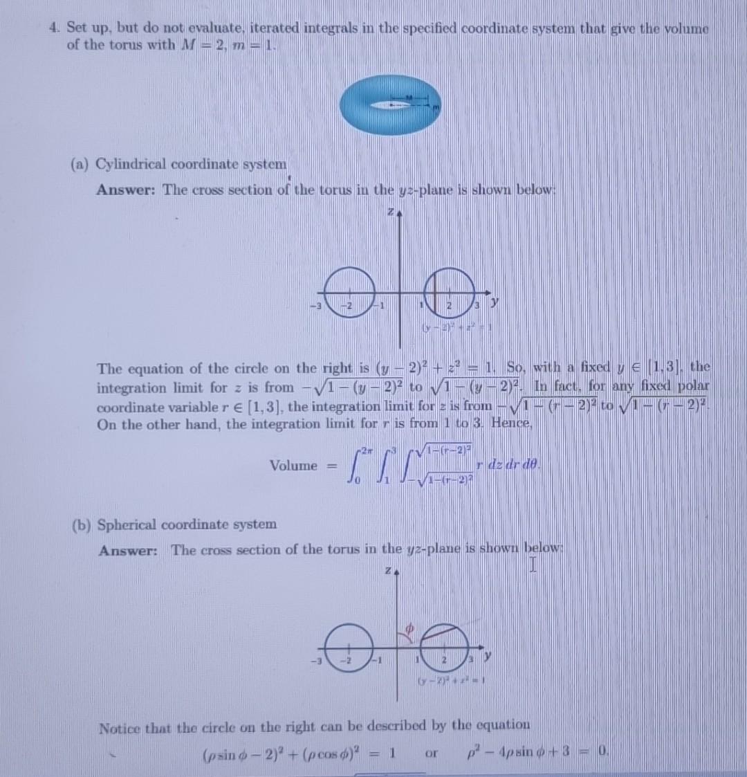 4. Set up, but do not evaluate. iterated integrals in | Chegg.com